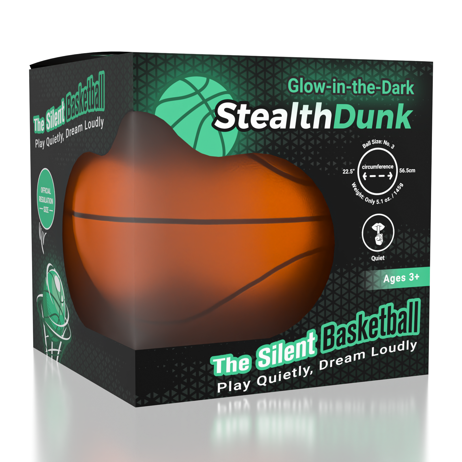 StealthDunk Glow-in-the-Dark Silent Basketball No. 3 Kids' Size ...