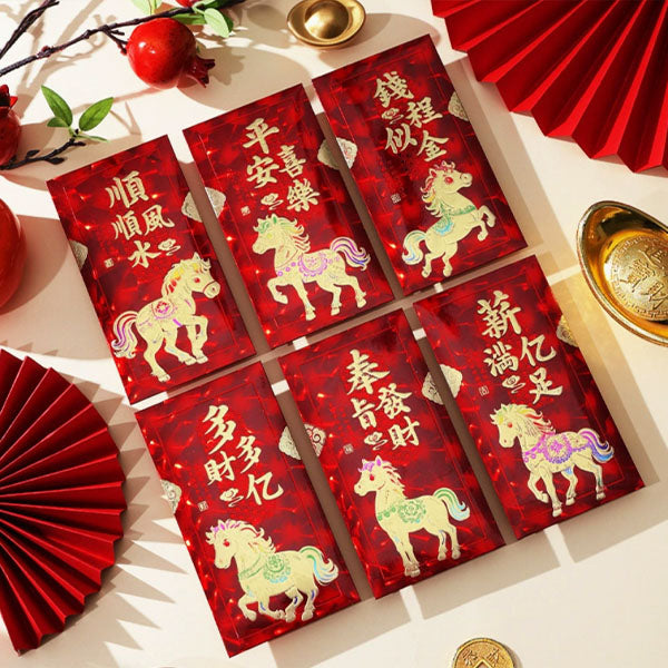 Lucky Lunar New Year Fire Horse Gift Envelopes (6pk) – Showcase USA ...